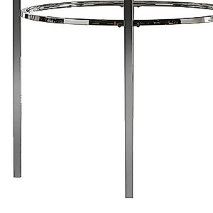 Benjara Contemporary Round Dining Table with Faux Marble Top, White and Chrome