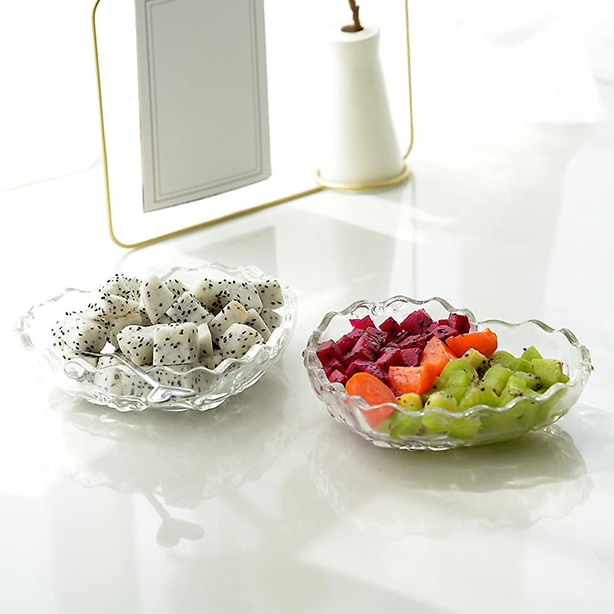 Kelendle 1 PCS Clear Glass Heart Shaped Serving Bowl Fruit Dish Bowl Container Tableware Great for Kitchen Restaurant Cafe Shop Appetizer Dessert Salad Snack Ice Cream