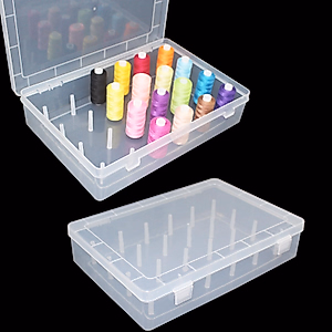 24 Spools Thread Holder Organizer Clear Sewing Storage Box Embroidery Thread Organizer for 24 Spools Home Embroidery Quilting and Sewing Threads
