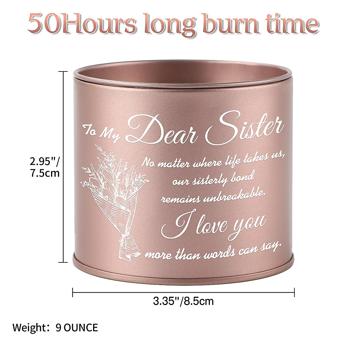 HITHESPO Sister Birthday Gifts, Sisters Gifts from Sister Brother, Sister Christmas Gifts, 9oz Lavender Scented Sister Candle Home Decor Best-Friend Gifts for Women BFF Bestie Big Sister