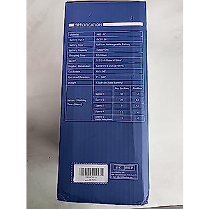 ATEngeus 4 in1 USB Fan, 8” Clip Fan, 10000mAh Rechargeable Table Fan, 5 Speeds Battery Operated Fan, 45°/90° Automatic Rotation, 3 Time Setting, with Clip & Hook for Homes, Offices, Bedroom