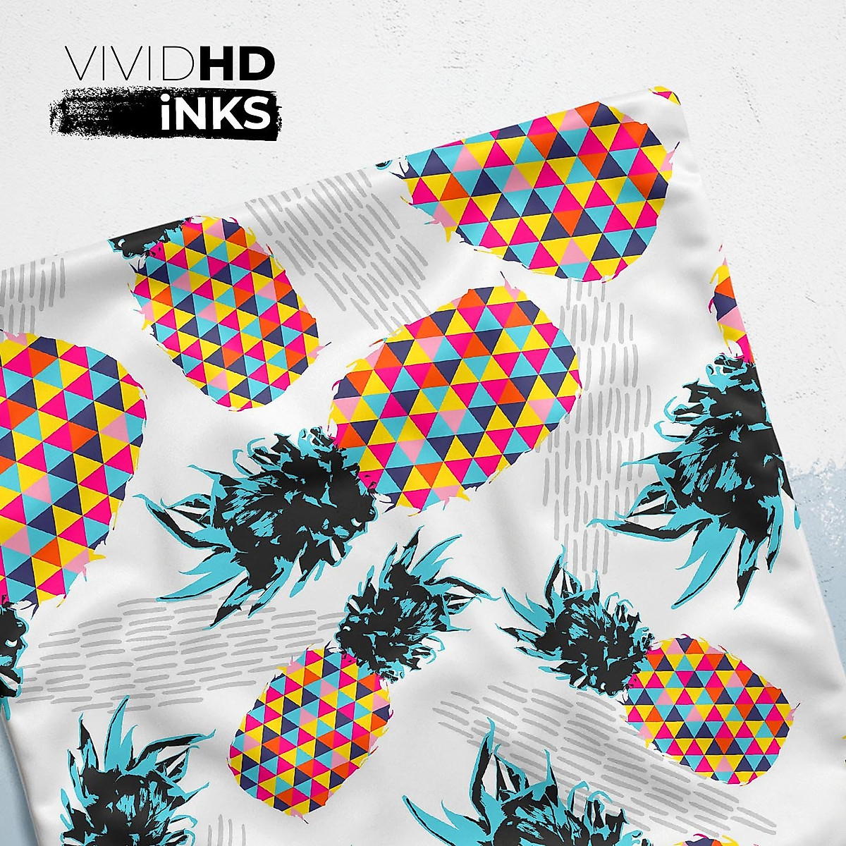 iiRov Summer Design Ink-Fuzed Decorative Throw Pillow - Retro Summer Pineapple v3