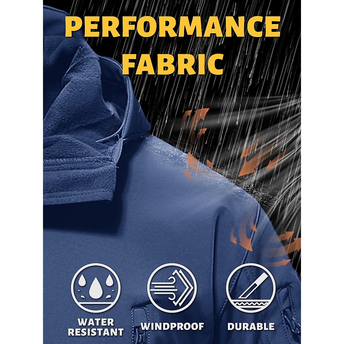 TACVASEN Men's Ski Snow Fleece Jackets Special Ops Military Tactical Pockets Rain Jacket Waterproof Warm Fall Winter Coat Softshell Royal blue 2XL