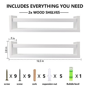 birola Wall Bookshelves for Kids,Book Shelf Organizer for Baby Nursery Décor,Nursery Book Shelves Set of 2,Wood Floating Nursery Shelves for Wall (Set of 2 White)