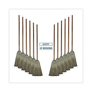 Boardwalk 932YCT Warehouse Broom Corn Fiber Bristles 42-Inch Wood Handle Natural 12/Carton