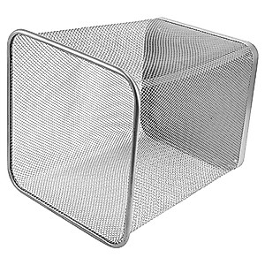 Zerodeko Metal Garbage Waste Basket Wire Mesh Waste Basket Recycling Bin Small Waste Basket Trash Can for Near Desk Recycling Garbage Container Bin for Office Home Bedroom Waste Paper Basket Silver