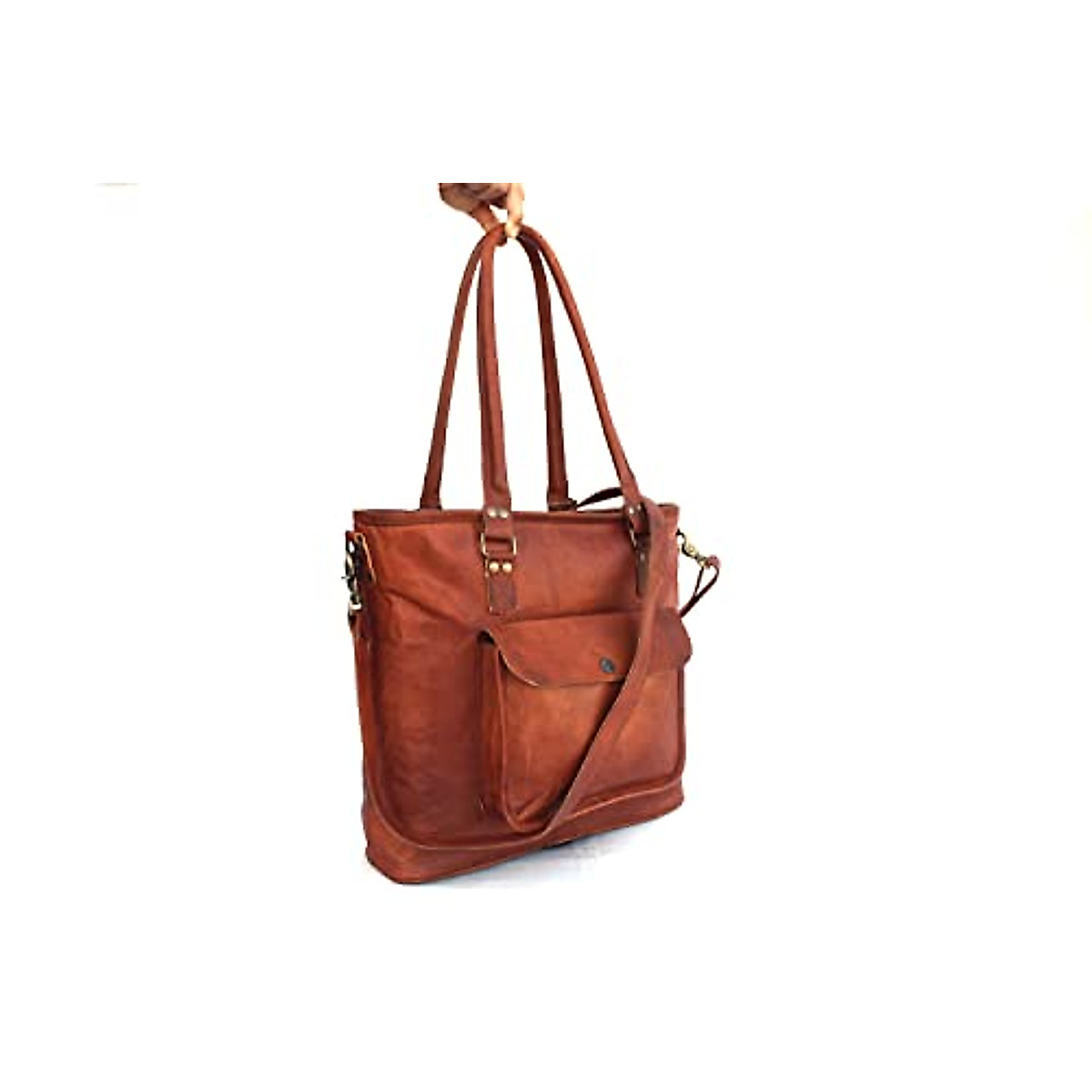 Genuine Leather Tote Bag Women's Handbag Purse Work Travel Shopping Holdall Shoulder Bags, 16 Inch Medium