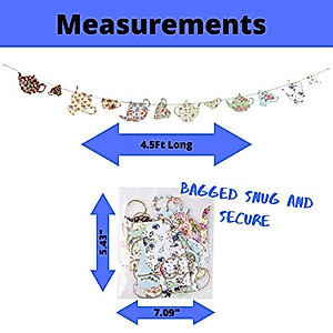 Tea Party Decoration Banner 2 Pack with 12 Pre-Strung Cups | Vintage Garden Teapot Decor, Tea Party Supplies For Girls, Princesses, Bridal Showers, Birthday | Alice in Wonderland Party Garland Decor