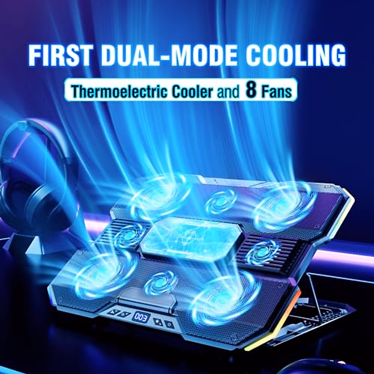 Cooling Pad for Gaming Laptop with Thermoelectric Cooler，8 Fans Powerful Laptop Cooler (Thermoelectric Cooler and 8 Fans)