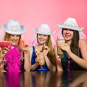 JUSTOTRY Cowgirl Hat With Veil - Bride To Be Bachelorette Party Favor