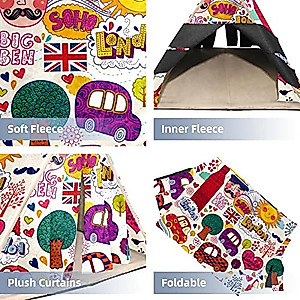 Y-DSIWX Guinea Pig House Bed, Rabbit Large Hideout, Small Animals Nest Hamster Cage Habitats UK London Cartoon Element