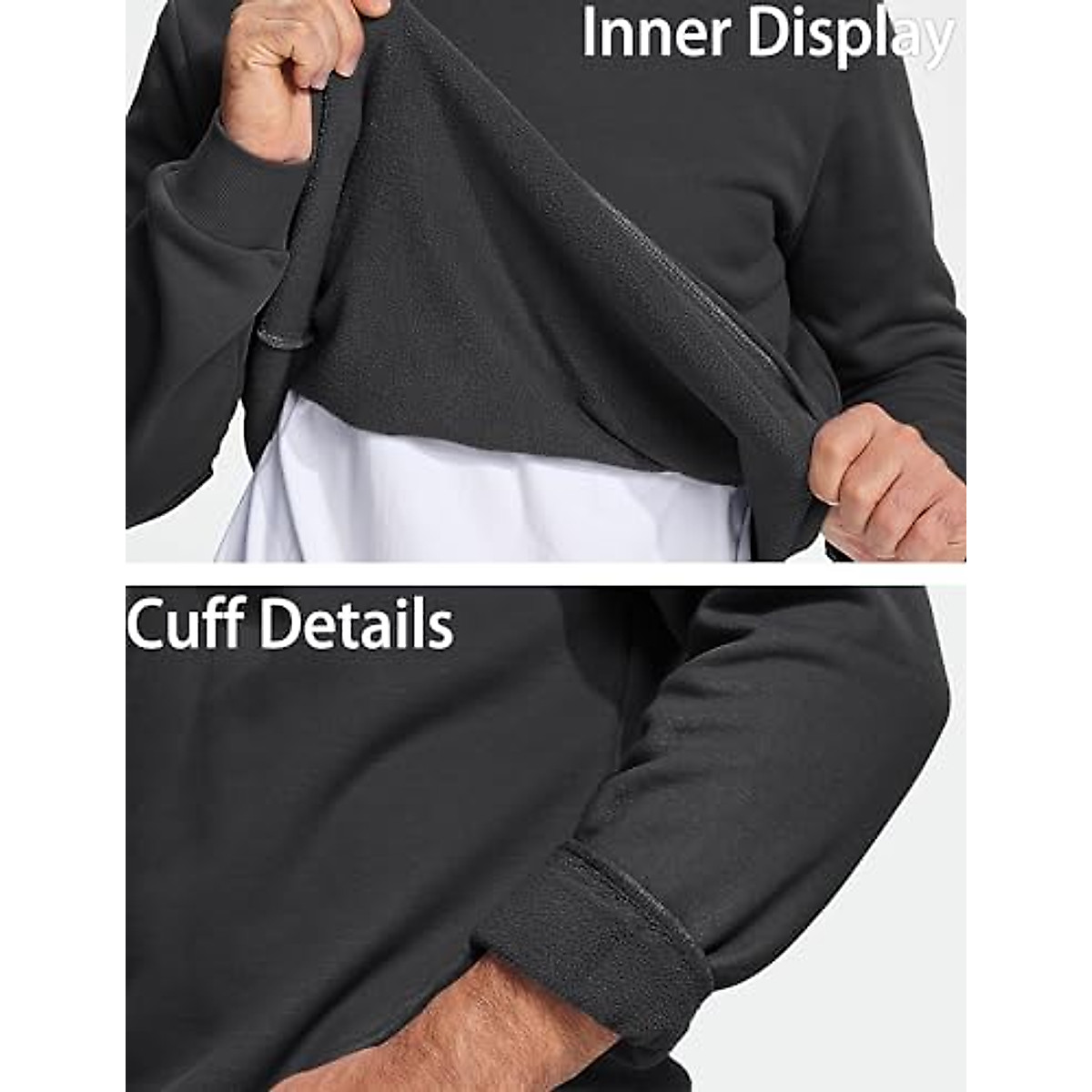 MAGCOMSEN Sudaderas De Hombre Black Sweatshirt Black Sweatshirts For Men Black Crew Neck Sweater Fleece Pullover Men