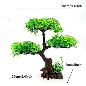 Smoothedo-Pets Aquarium Plants Fish Tank Decorations MediumSize/9.4inch Plastic Artificial Plant Goldfish Waterscape Fish Hides Tree Set (Green Set)