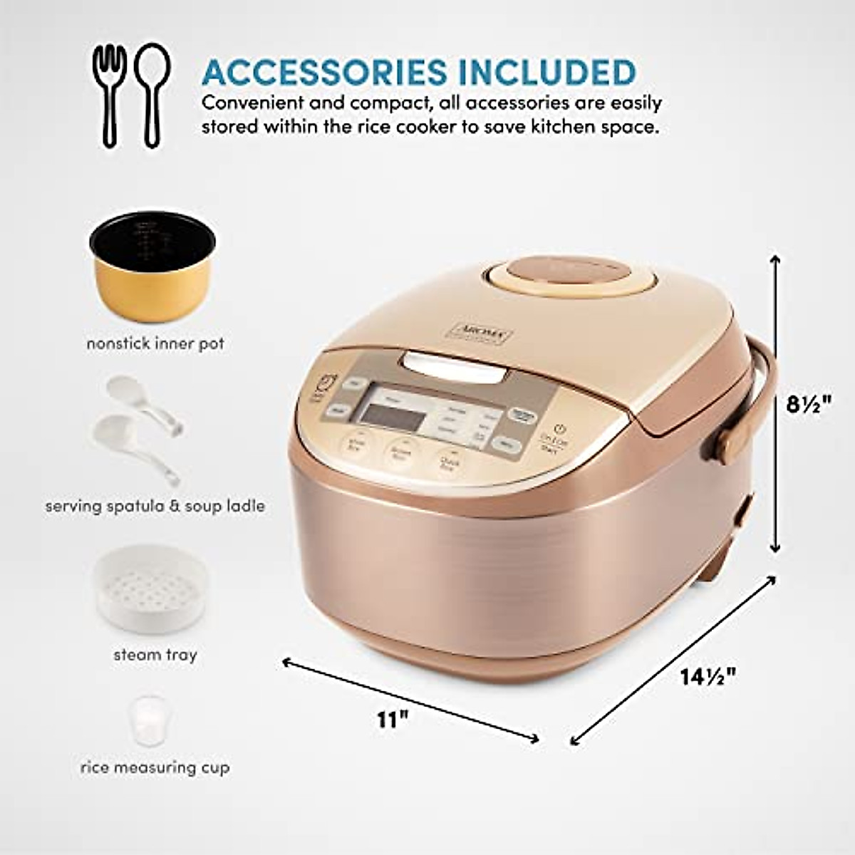 Aroma Housewares ARC-6106 Aroma Professional 6 Cups Uncooked Rice, Slow Cooker, Food Steamer, MultiCooker, Champagne