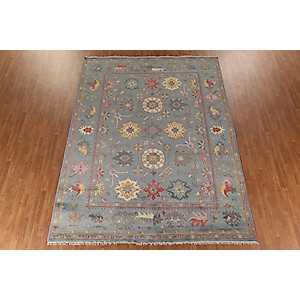 Transitional Collection 9 x 12 Oushak Area Rug, Floral/Geometric Wool Carpet for Home Décor, Living Room, Dining Room, and Bedroom