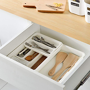 LSXLSD Three-Piece Drawer Storage Box Desk Separation and Finishing Free Combination Sundries Cosmetic Compartment Really Useful Storage (Color : Gray)