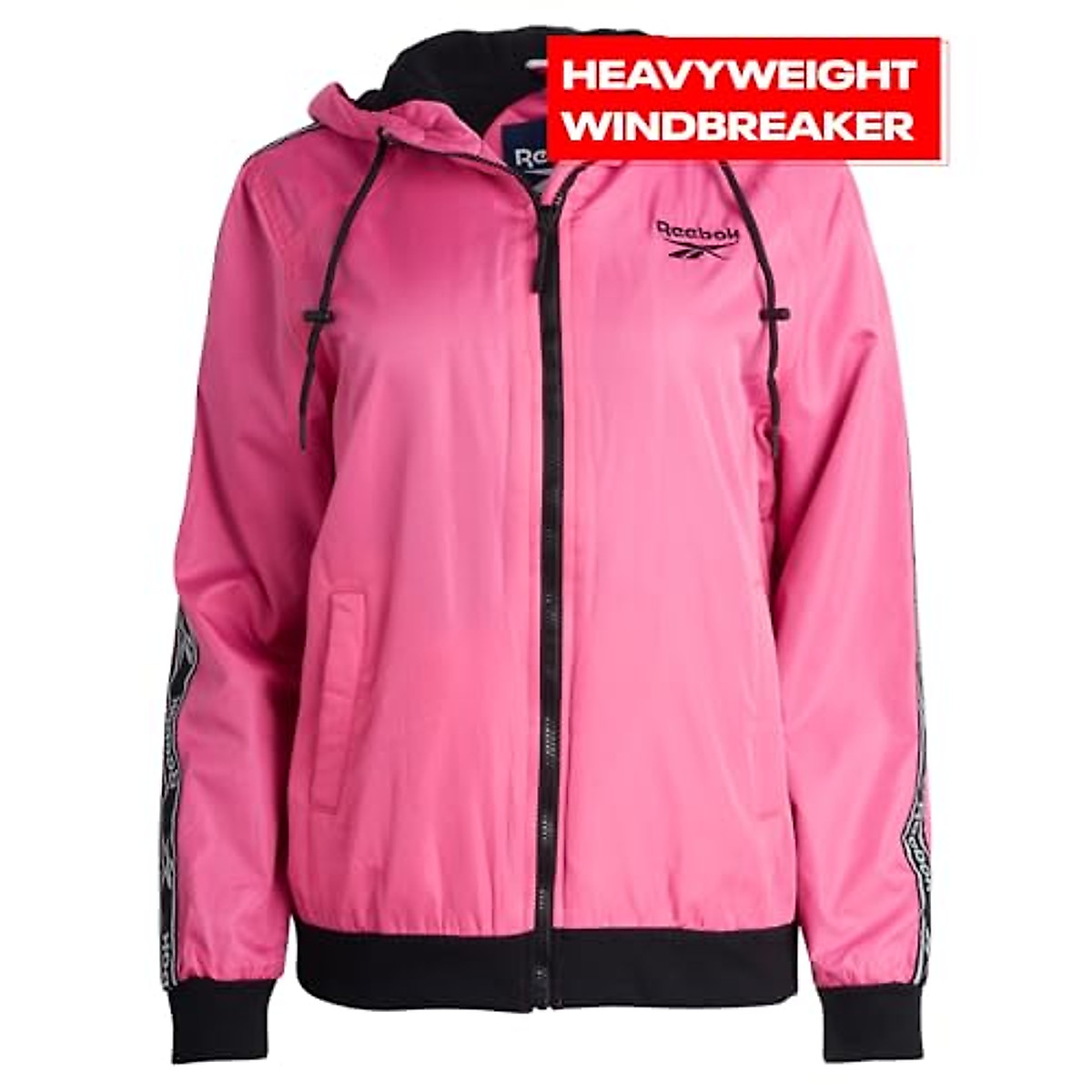 Reebok Women's Jacket - Weather Resistant Fleece Lined Windbreaker Jackets for Women – Cozy Zip Up Hoodie Jacket (S-XL), Size Large, Laser Pink