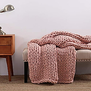 Berkshire Blanket Sailor's Knot Chunky Knit Heavyweight Throw, Misty Rose, 50" x 60"