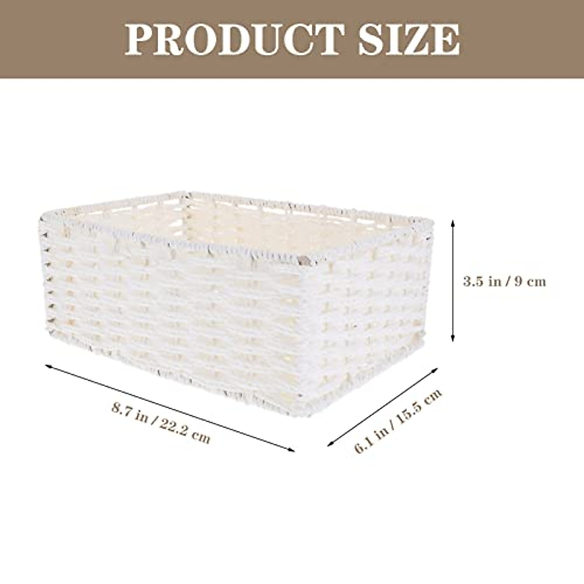 VOSAREA Rattan Woven Storage Baskets Bins: 22CM Water Hyacinth Shelf Basket Seagrass Wicker Makeup Organizer Toilet Paper Container Box Laundry Holder