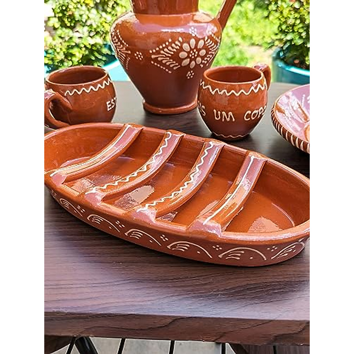 Large Traditional Portuguese Pottery Terracotta Clay Sausage Roaster Made in Portugal