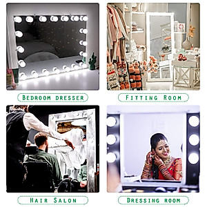 AIBOO LED Vanity Mirror Lights Kit, Stick on Dimmable Makeup Lights, 12V Mirror Lighting Strip Fixture for Vanity Dressing Table, Bedroom Wall Lights,CRI>90 (4000K Natural White,10 Bulbs)