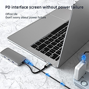 USB C Hub 10 in 1, USB-C Laptop Docking Station, USB C to HDMI Adapter for MacBook and Windows with 4K HDMI VGA Ethernet PD 3.0 USB Audio RJ45 TF/SD