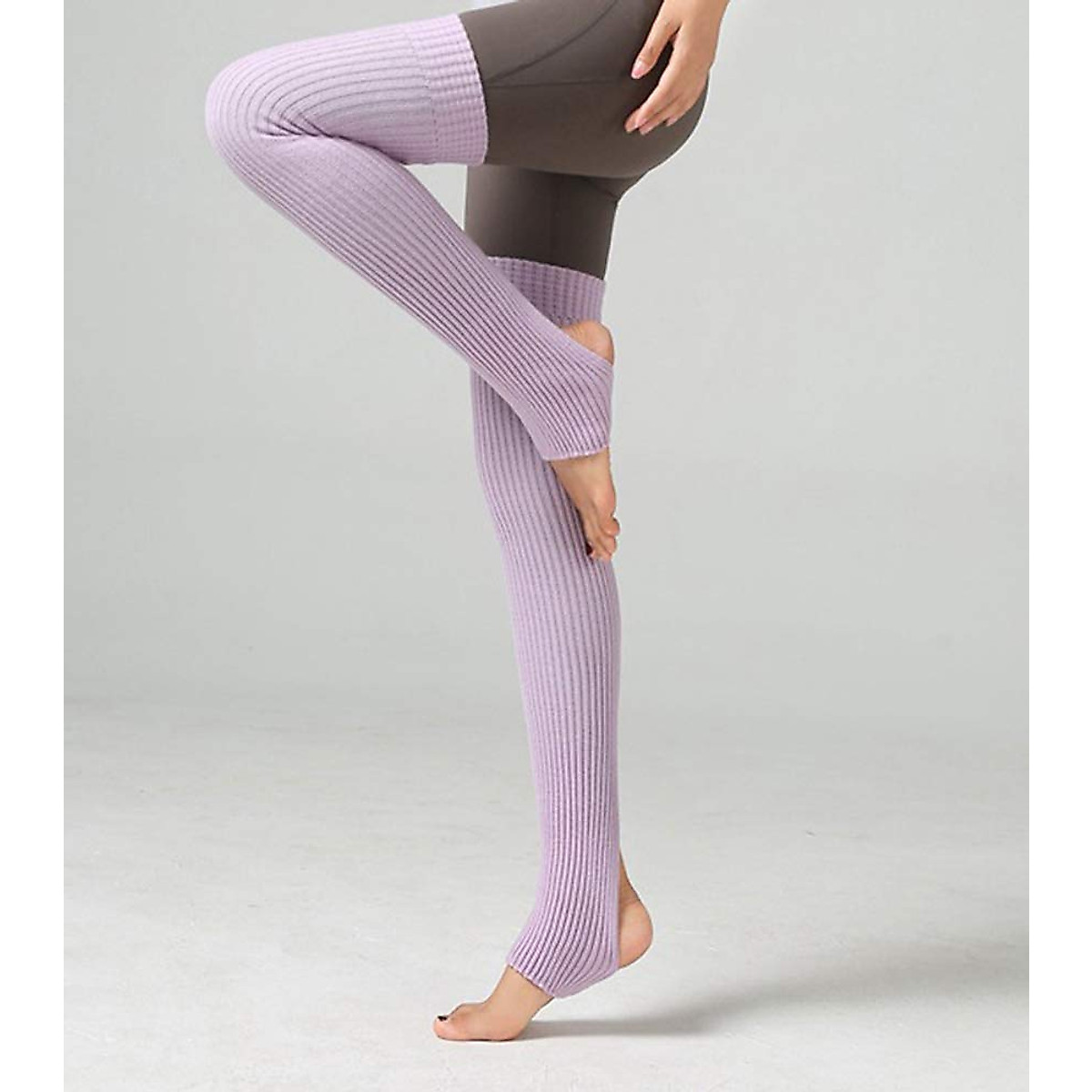 CHUNG Women's Over Knee Thigh High Warm Leg Warmers Stirrup Thermal 80s Long Socks Yoga Ballet Dance-Lavender