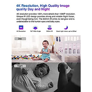 WIWACAM Mini Spy Hidden Camera 4K Ultra HD, WiFi Wireless Nanny Cam Small Cameras for Home Security, Tiny Secret Surveillance Cam Indoor, Motion Detection, Night Vision, Battery, Recording, App, MW5