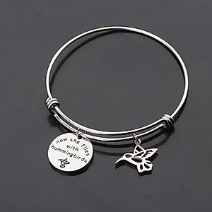 ENSIANTH Now She Flies with Hummingbirds Brcelet Hummingbird Memorial Jewelry Sympathy Gift for Her (Hummingbirds Bracelet)