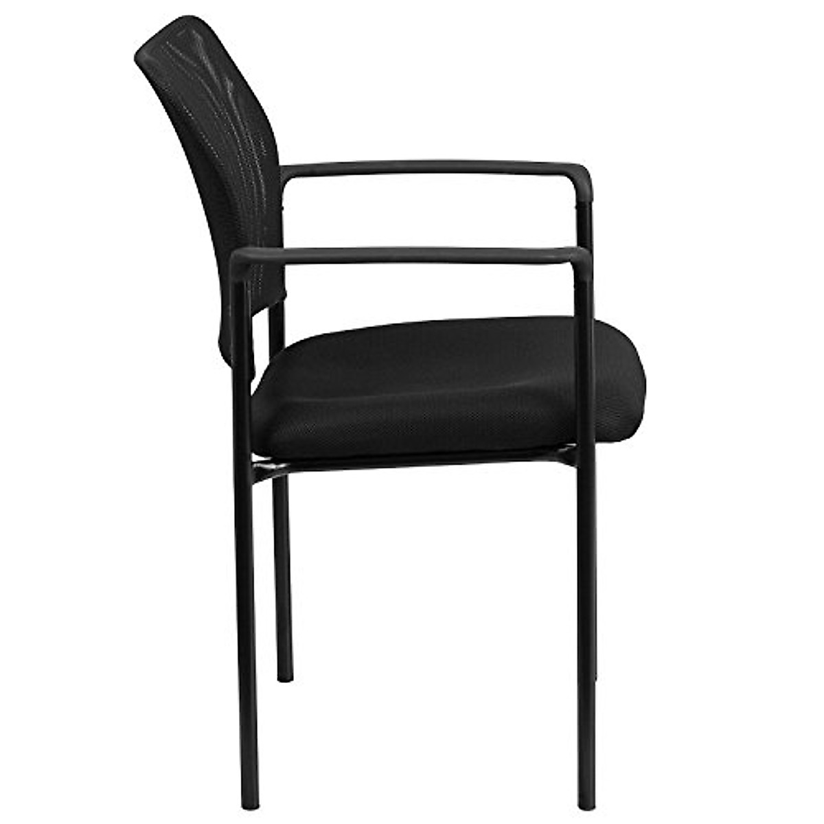 Flash Furniture Jana Comfort Black Mesh Stackable Steel Side Chair with Arms
