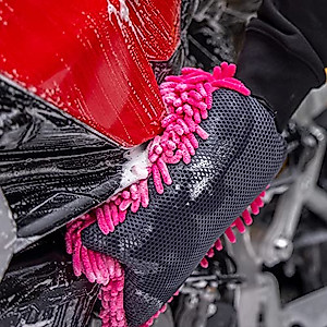 Muc-Off 2-in-1 Microfiber Wash Mitt - Wash Mitt for Car Washing and Bike Cleaning - Chenille Cleaning Mitt with Waffle Sponge for Bugs and Tar