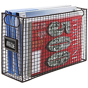 MyGift Mesh Wire Metal Magazine Document Rack with Chalkboard Label Holder, 2-Piece Set (Large and Medium)