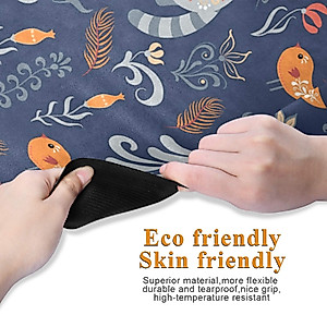 OTVEE Flowers Animals Raccoons Owls Yoga Mat for Women Non Slip Ultra Thin 1 MM Travel Yoga Mat with Carrying Bag Suede Fitness Exercise Mat for Yoga Pilates Workout Routines Camping