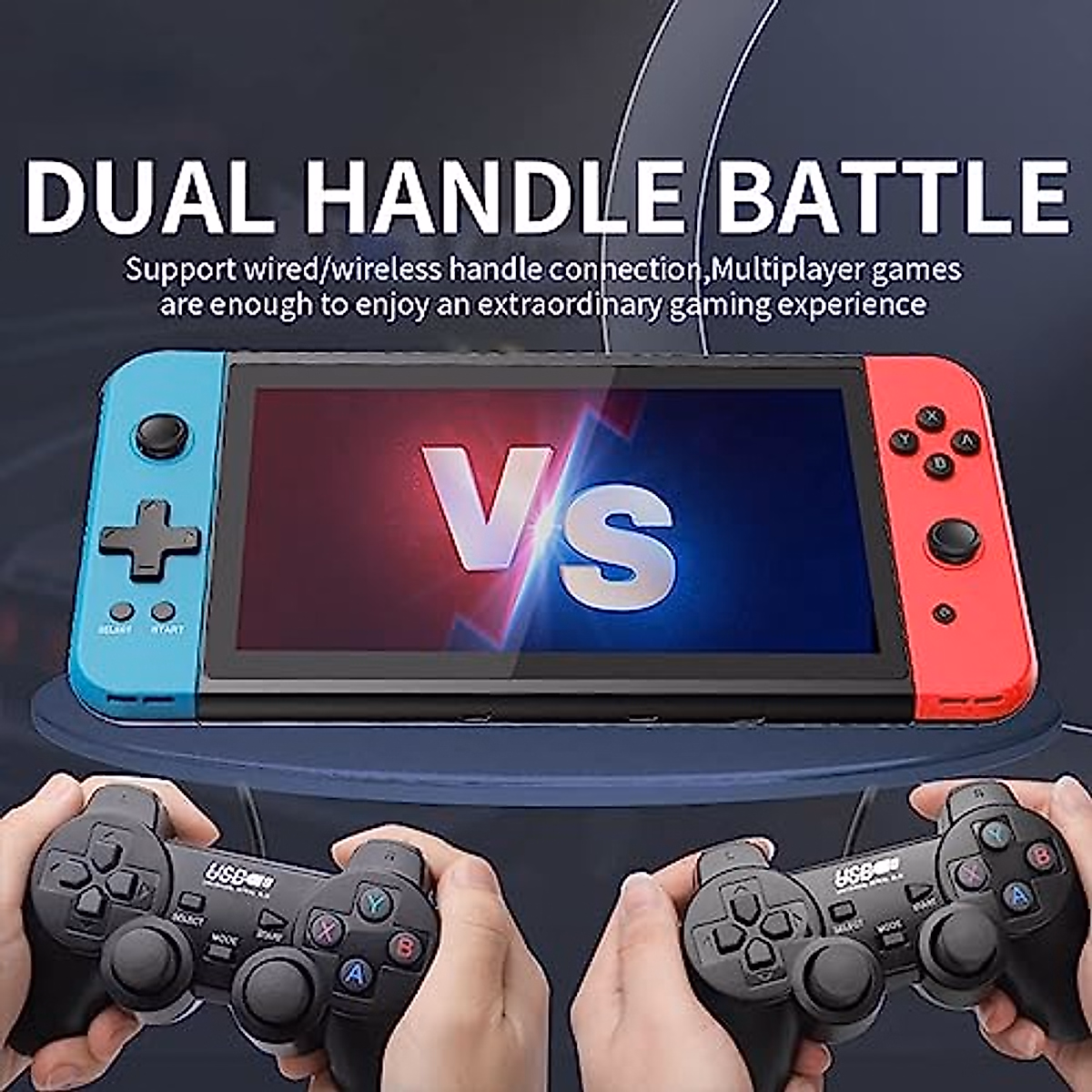 X70 Handheld Game Console, 7.0-inch Display, Built-in 3500mAh Battery, Supports Multiple Emulators and HDMI High Definition TV Connection,32GB,Red Blue