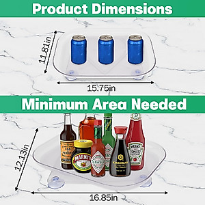 ZVAIGE Lazy Susan for Refrigerator - Fridge Organizers and Storage, Rectangle Clear Turntable Condiments Spice Rotating Storage Rack for Kitchen Cabinet, Dining Table, Countertop (15.75in*11.81in)