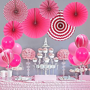 TONIFUL 4 Balloons Stand Kit Pink Marble Centerpieces Table Decorations for Girl Sweet 16th Birthday Decorations Bridal Shower,Baby Shower,15th Quinceanera Table Party Decorations