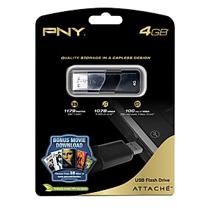 PNY Attache III 4 GB USB 2.0 Flash Drive P-FD4GBATT03-GE (Black)