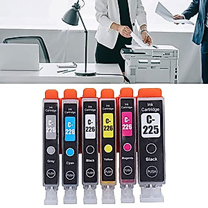 225-226 Ink Cartridge, Output Large Capacity Colorful Cartridge Combo Pack, for PIXMA IX6520 IP4820 IP4920 (BK BK C M Y GY 6 Colors)