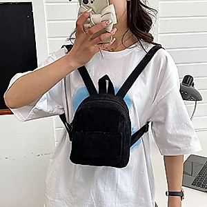 Fashion Women Mini Backpack Corduroy Solid Small Backpacks Simple Retro Casual Student Girls Bookbags Travel Pack Rucksack