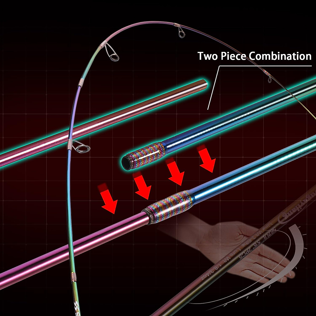 Sougayilang Colorful Baitcasting Fishing Rod and Fishing Reel, Ultra Light Trout Rods 2 Pieces and Baitcaster Reel Combo