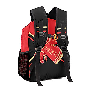 BigBigift Custom Cheer Red Black Cheerleaders Waterproof Backpack Bookbag with Name for Birthday Holiday Gift, 12.2(L)x5.9(W)x16.5(H)inch
