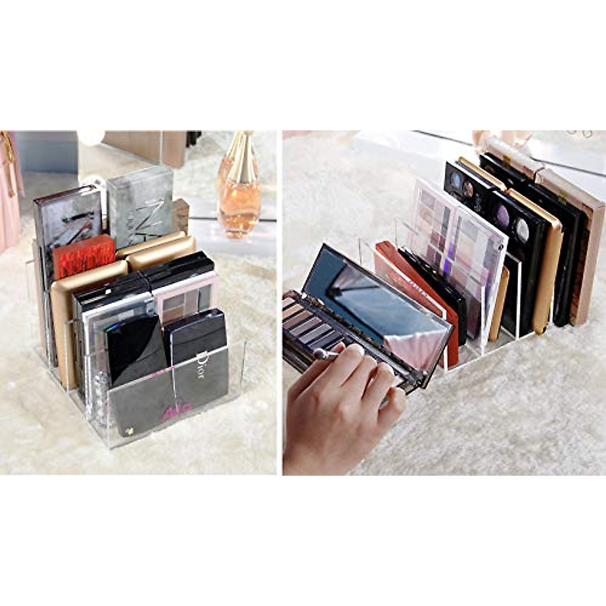 Clear Acrylic File Sorter, Desk File Folder Holder,File Folder Rack for Document Paper Letter Book Envelope Laptop Organizer, Clear Acrylic Office File Organizer on Office Desktop