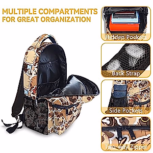 NICEFORNICE Pug Dog Backpacks Kids, 16 Inch Cute Backpack for School, Brown Lightweight Bookbag for Boys