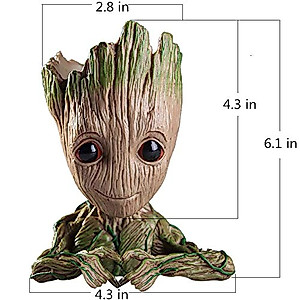 Baby Groot Flowerpot Tree Man Planter Flower Pot with Drainage Hole Pencil Pen Holder,Diligencer Office Party Ornament Christmas Birthday Gift Planter 6