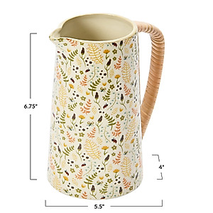 Creative Co-Op Stoneware Pitcher, 6.75", Multicolored