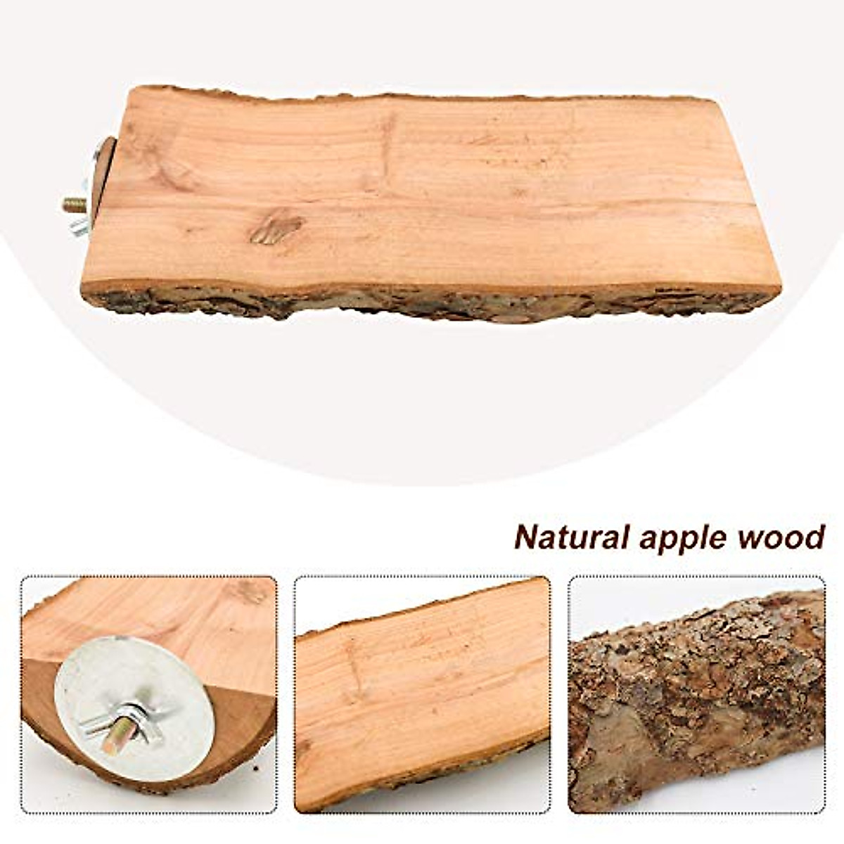 3 Pack Apple Wood Bird Perch for Cage, Natural Wooden Parrot Perch Stand Platform Exercise Climbing Paw Grinding Toy Playground Accessories for Parakeet, Conure, Cockatiel, Budgie, Lovebirds (H01)