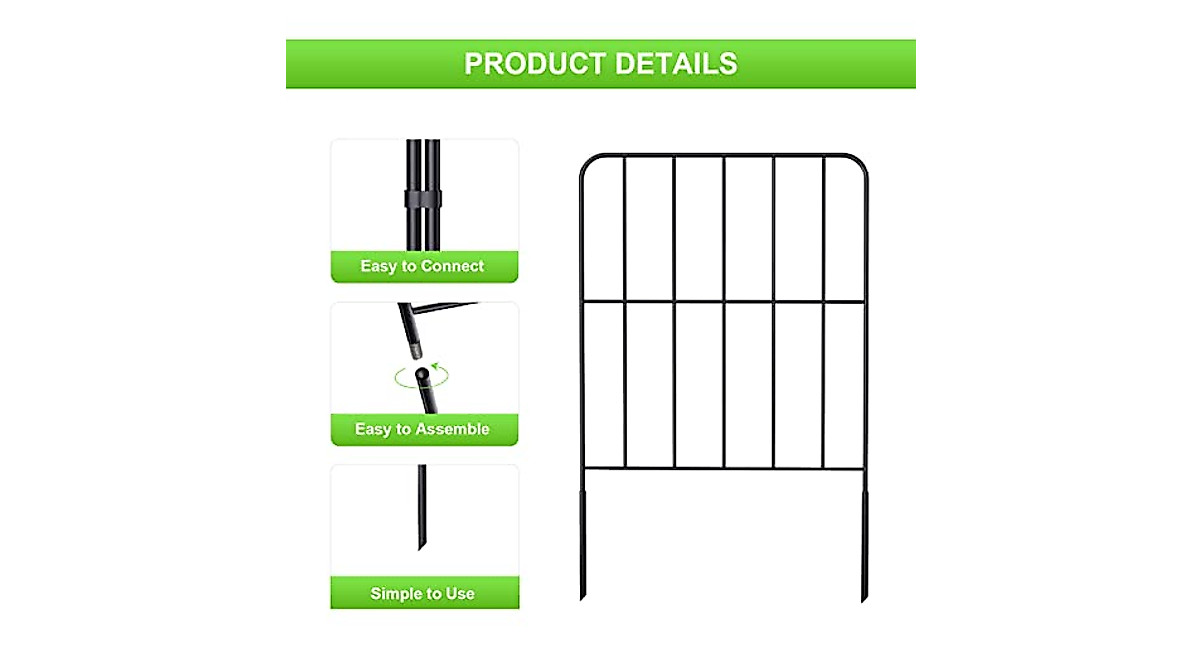 OUSHENG Decorative Garden Fence - No Dig, Rustproof Metal