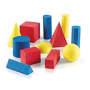 hand2mind Foam Geometric Solid Blocks, Assorted Colors, 3D Shapes (Set of 12)