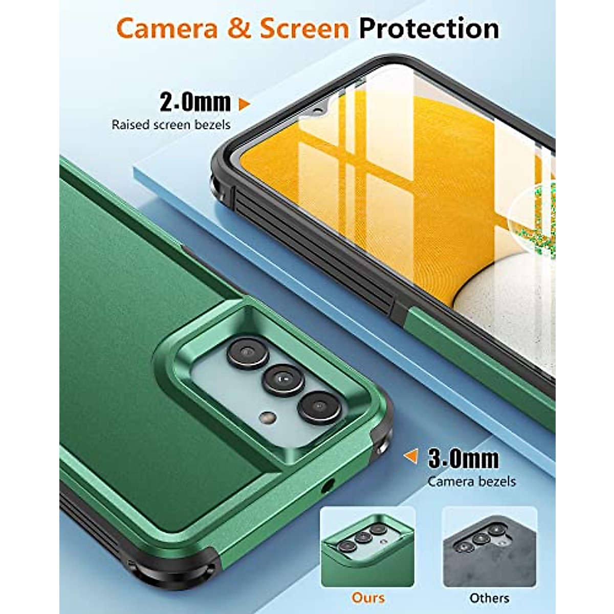 JXVM for Galaxy A13 5G|4G Case: Samsung Galaxy A13 5G|4G Rugged Heavy Duty Military Grade Shockproof Protective Cell Phone Cases - Tough Durable Dual Layer Drop Proof Protection Cover (Alpine Green)