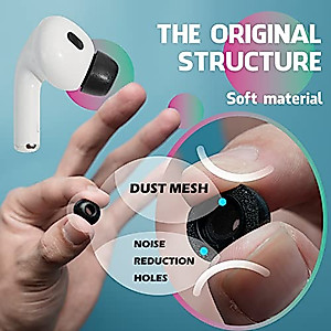 [2 Pairs] Brujula Memory Foam Ear Tips for AirPods Pro 1st & 2nd Generation, Anti-Slip Replacement Ear Tips with Noise Reduction Hole, Reduce Pain, Fit in The Charging Case (Medium)